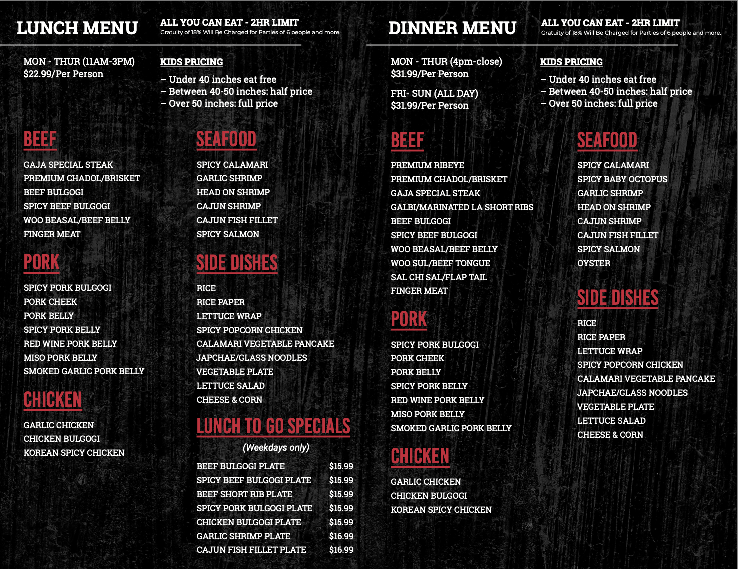 Our Menu – Gaja Korean BBQ